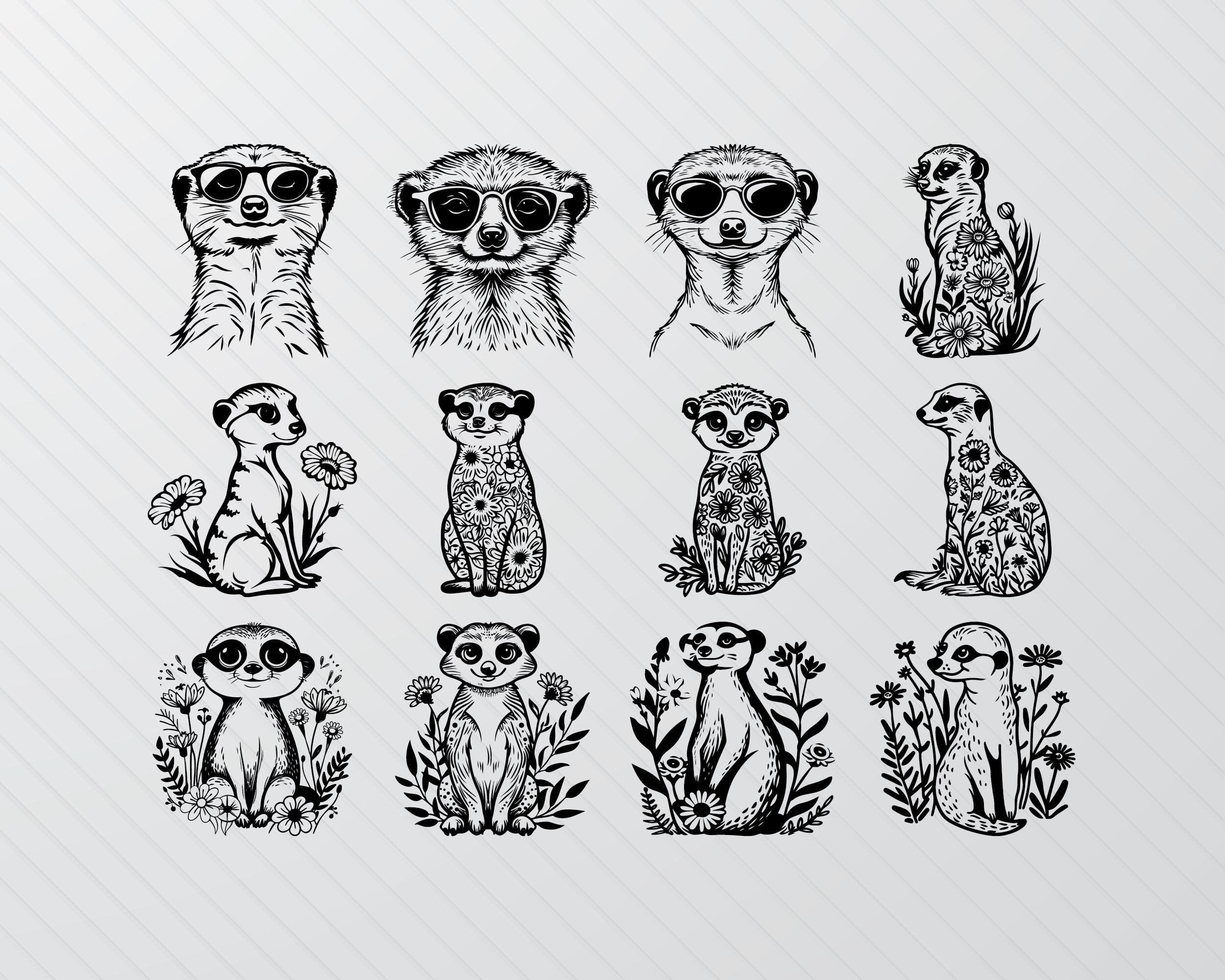 Meerkat Silhouette SVG Bundle: Animal Clipart, Decal, Vector Art (PNG ...