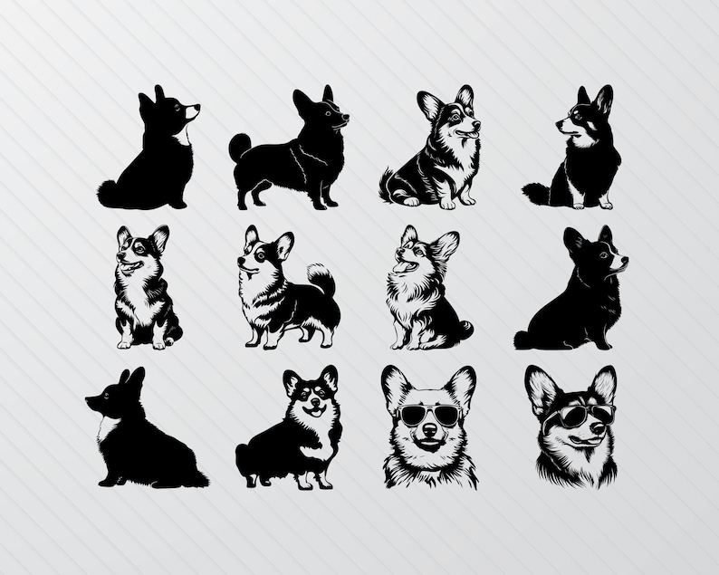 Corgi Dog Silhouette, Corgi Dogs Svg Bundle, Corgi Clipart, Corgi Dog ...
