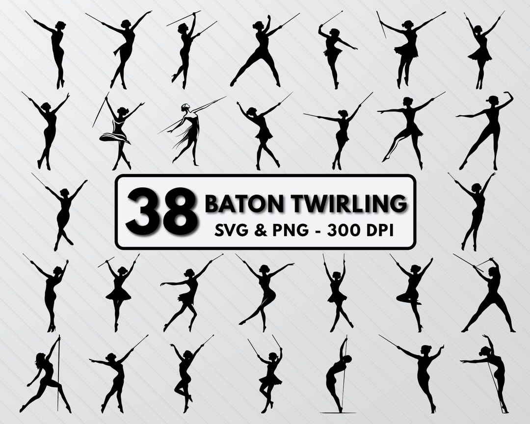 Baton Twirling Silhouette: 58 SVG & PNG Clipart Bundle - Etsy