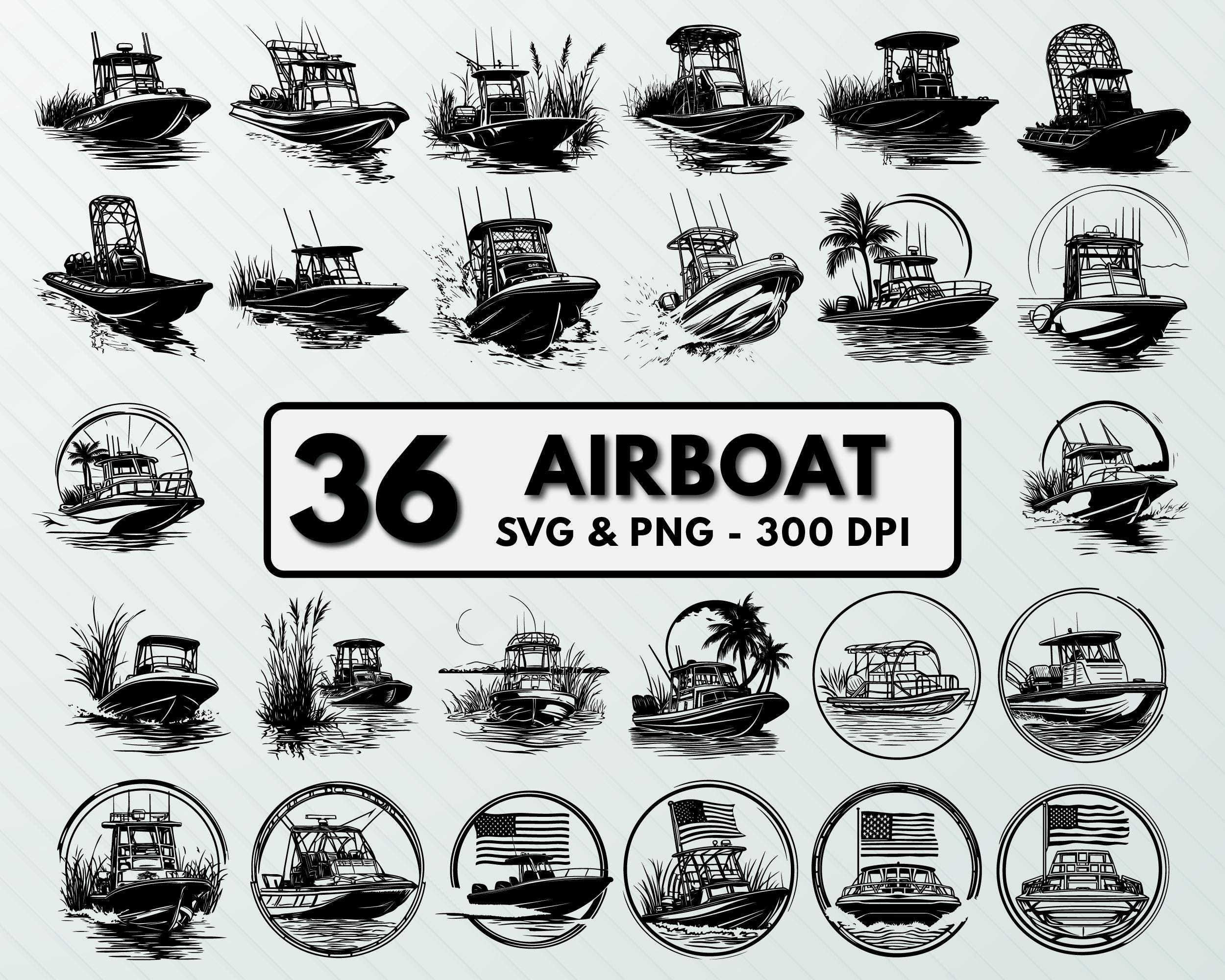 Airboat Svg Png, Airboat Clipart, Airboat Silhouette, Airboat Vector ...