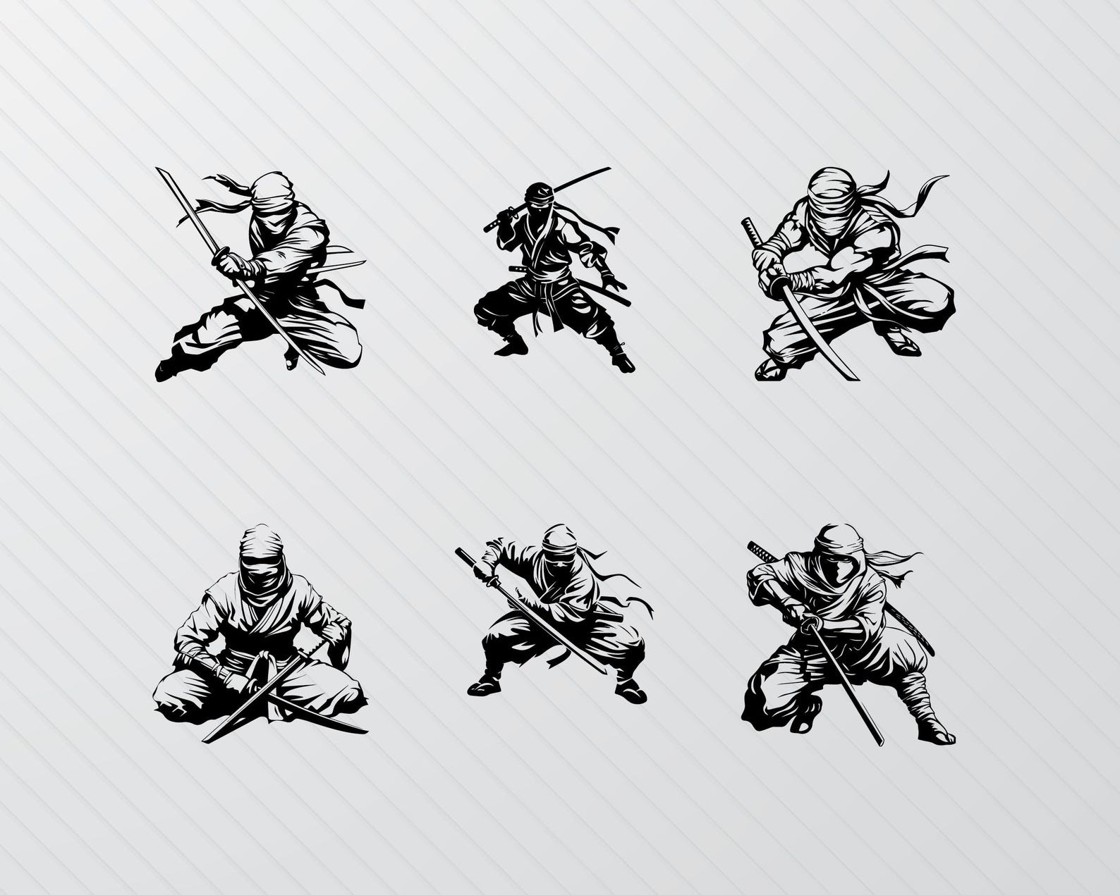 Ninja Silhouette Svg, Ninja Svg Bundle Cut File, Ninja Clipart, Ninja ...