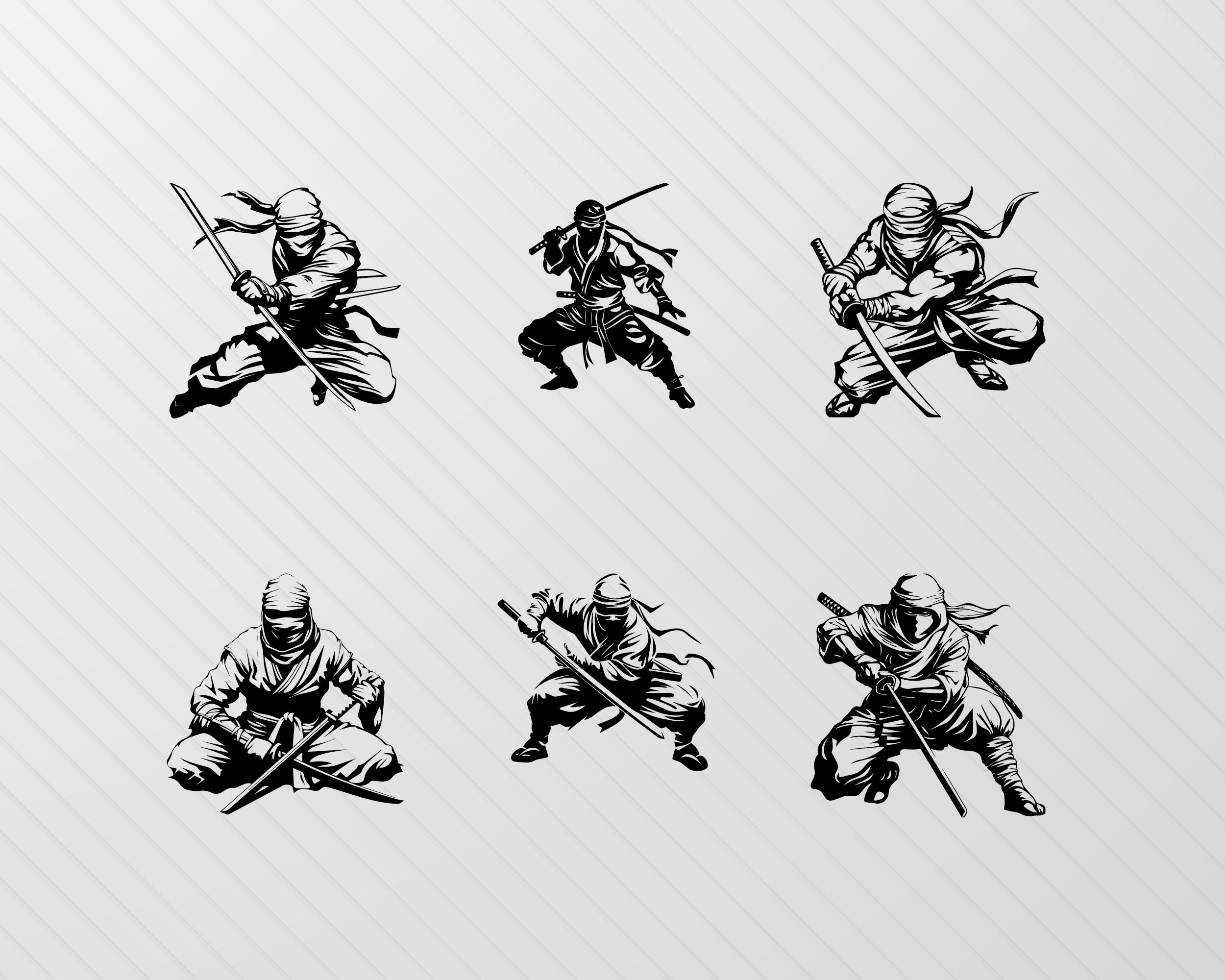 Ninja Silhouette Svg, Ninja Svg Bundle Cut File, Ninja Clipart, Ninja ...
