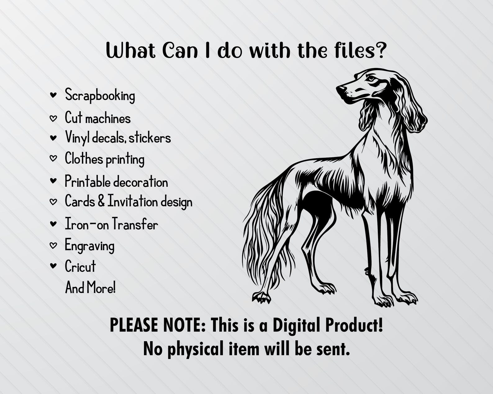 Saluki Svg Bundle, Saluki Silhouette, Dog Breeds Clipart, Saluki Figurine Decal Vector, Siu ...