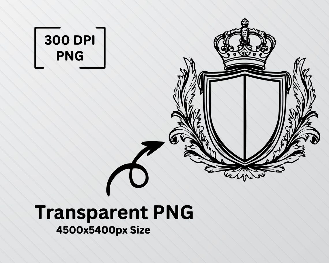 Royal Shield SVG Bundle: Black Outline Decals (PNG, SVG) - Etsy