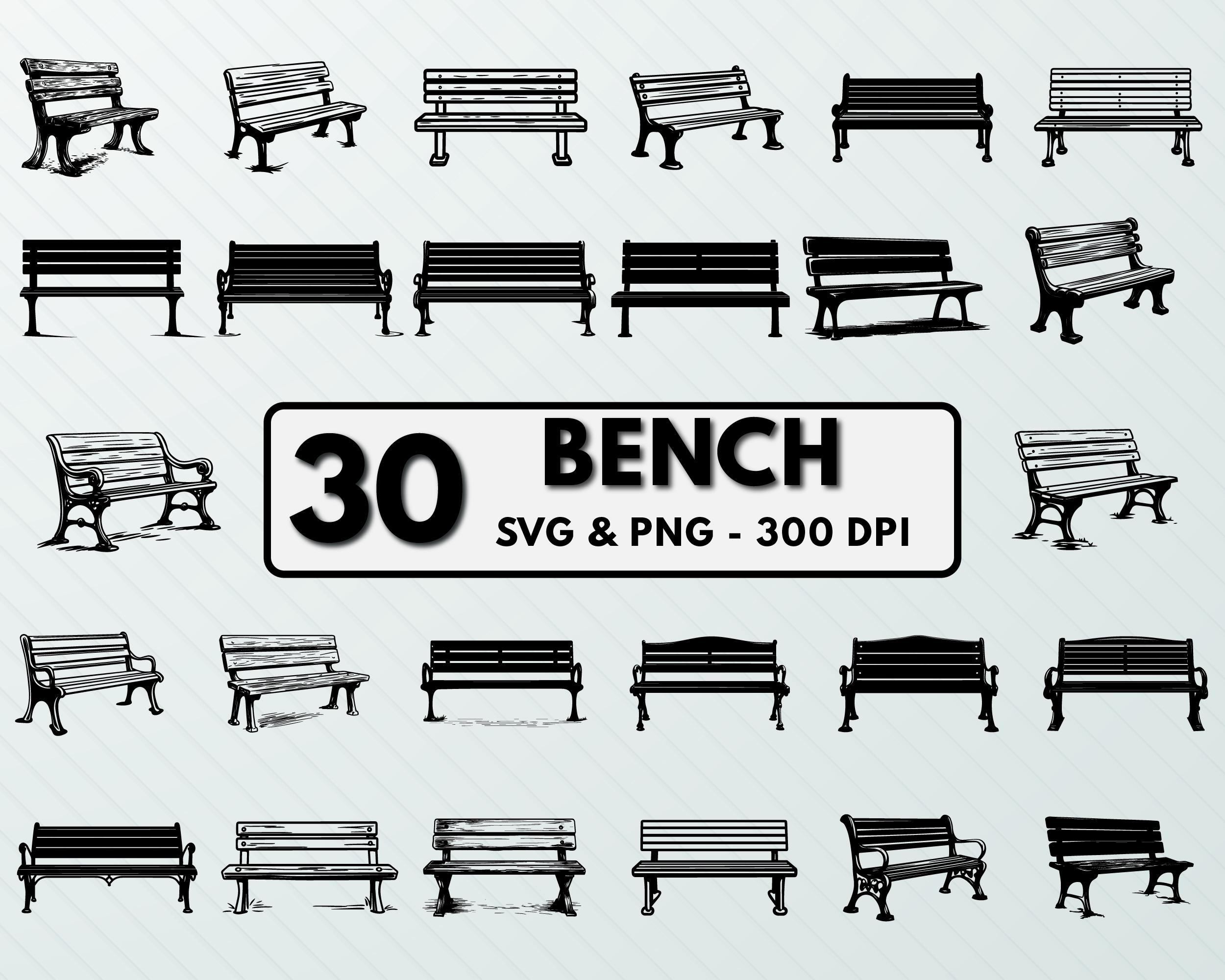 Park Bench Clipart: Furniture SVG, PNG (300 DPI) - Etsy