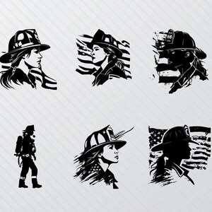 Women Firefighter Silhouette, Women Firefighter Svg Bundle, Firefighter ...