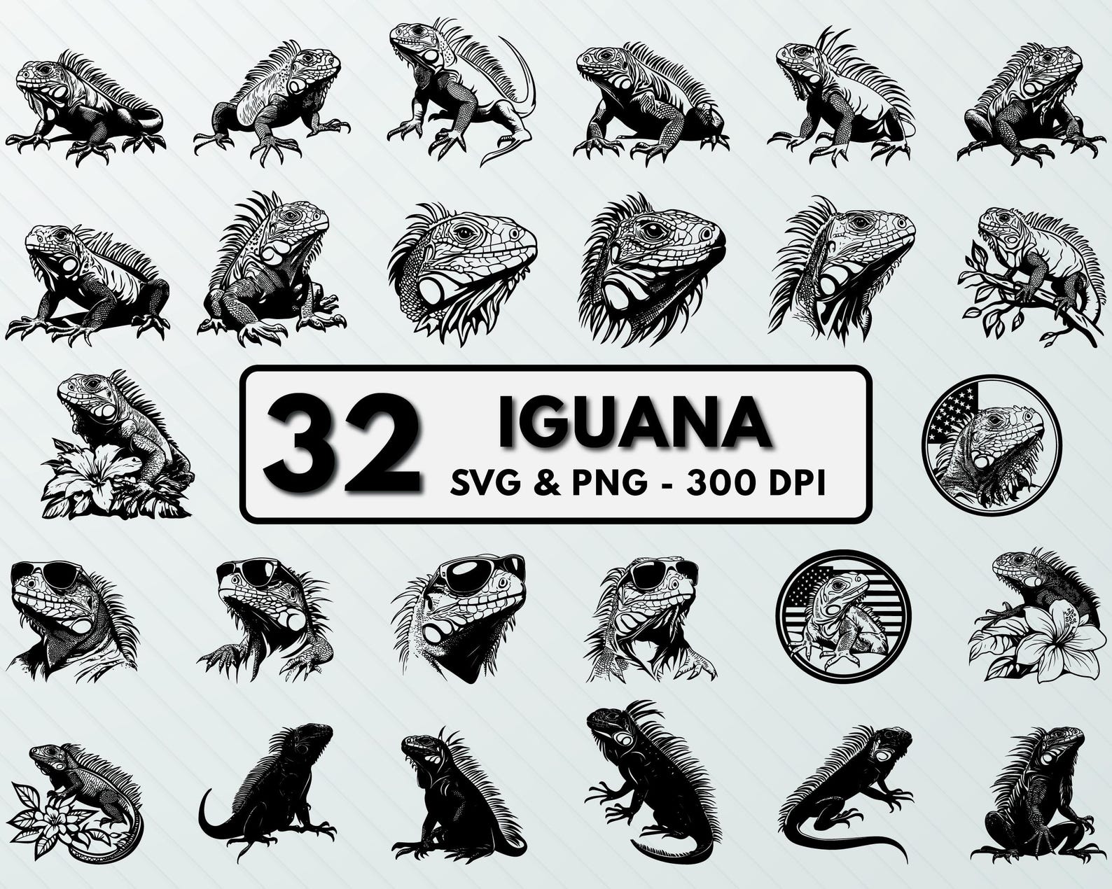 Iguana SVG PNG Clipart: Lizard Art, Decal, Silhouette (digital Download ...
