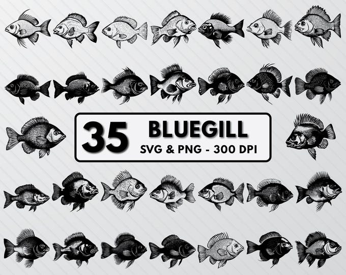 Bluegill Fish SVG Bundle - 5 Exquisite Aquatic Designs - Etsy Canada
