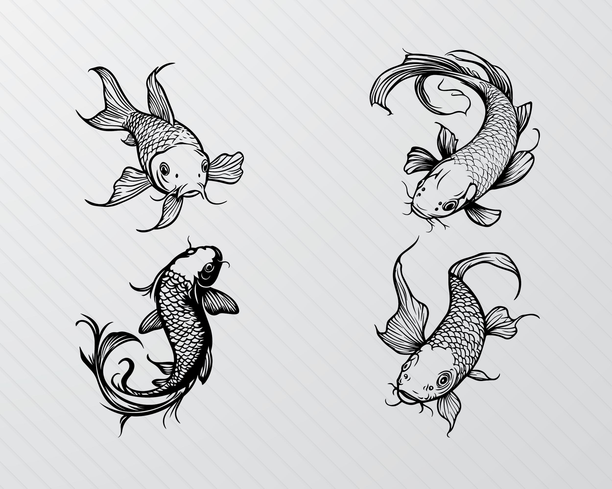 Koi Fish SVG Bundle: Silhouette Art, Line Art Clipart (PNG) - Etsy