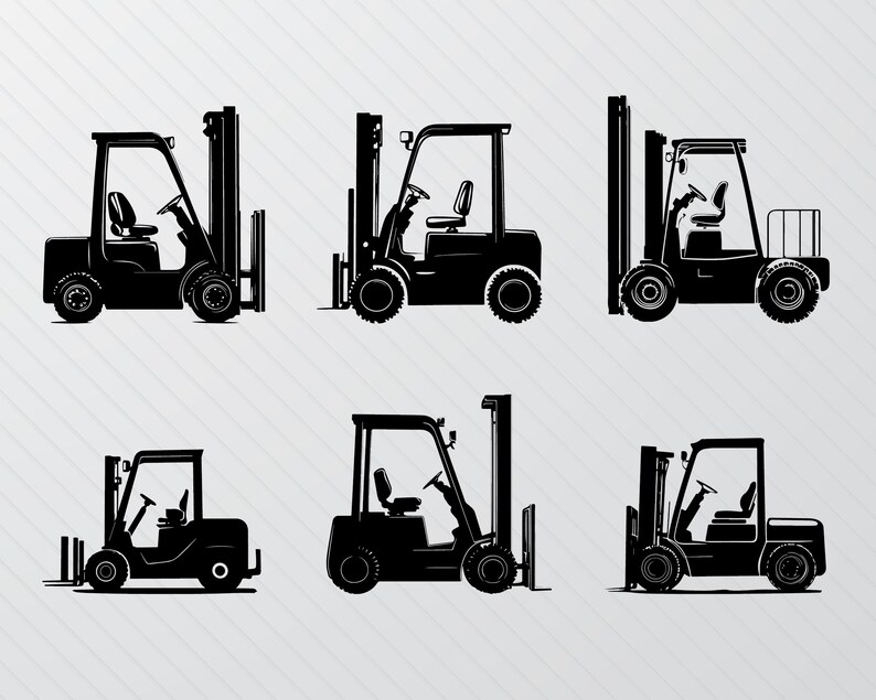 Forklift Svg Bundle, Forklift Silhouette Art, Forklift Clipart Png ...