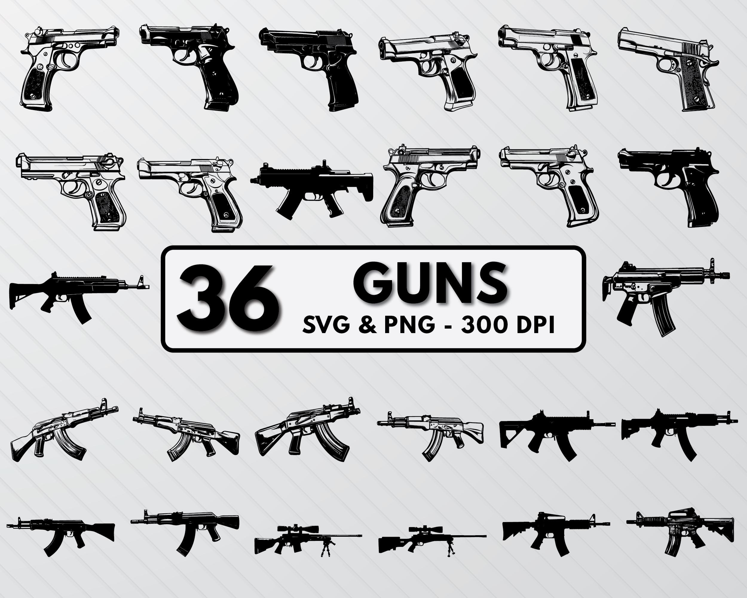 Guns Svg Bundle, Assault Rifle Svg Silhouette, AK-47 Svg Outline ...