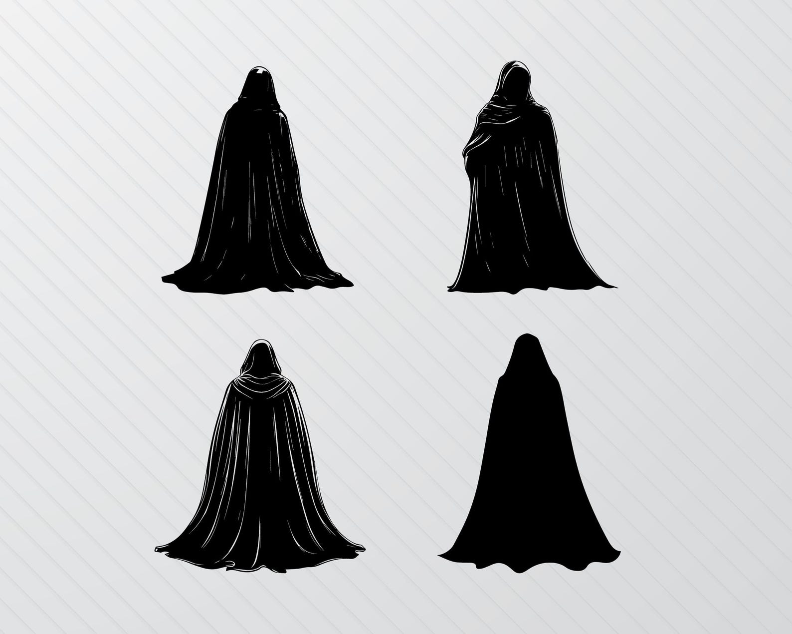 Cloak Silhouette Svg Bundle, Magic Cloak, Cloak Png Clipart, Cloak ...