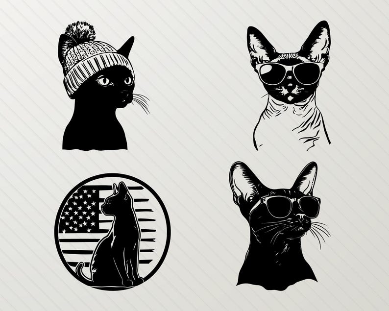 Cornish Rex Cat SVG Bundle: Silhouette Vector Png Clipart (300 DPI) - Etsy