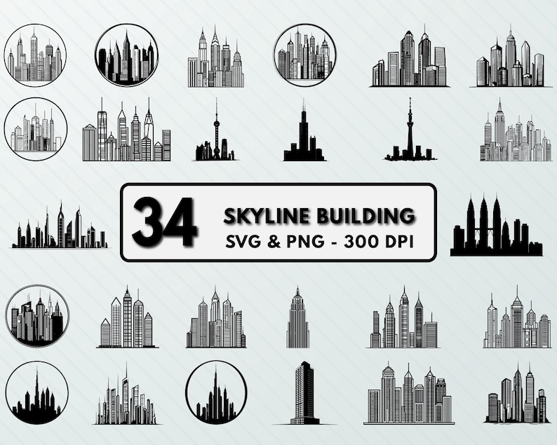 Skyline Building Svg Png, Building Clipart, Building Silhouette ...