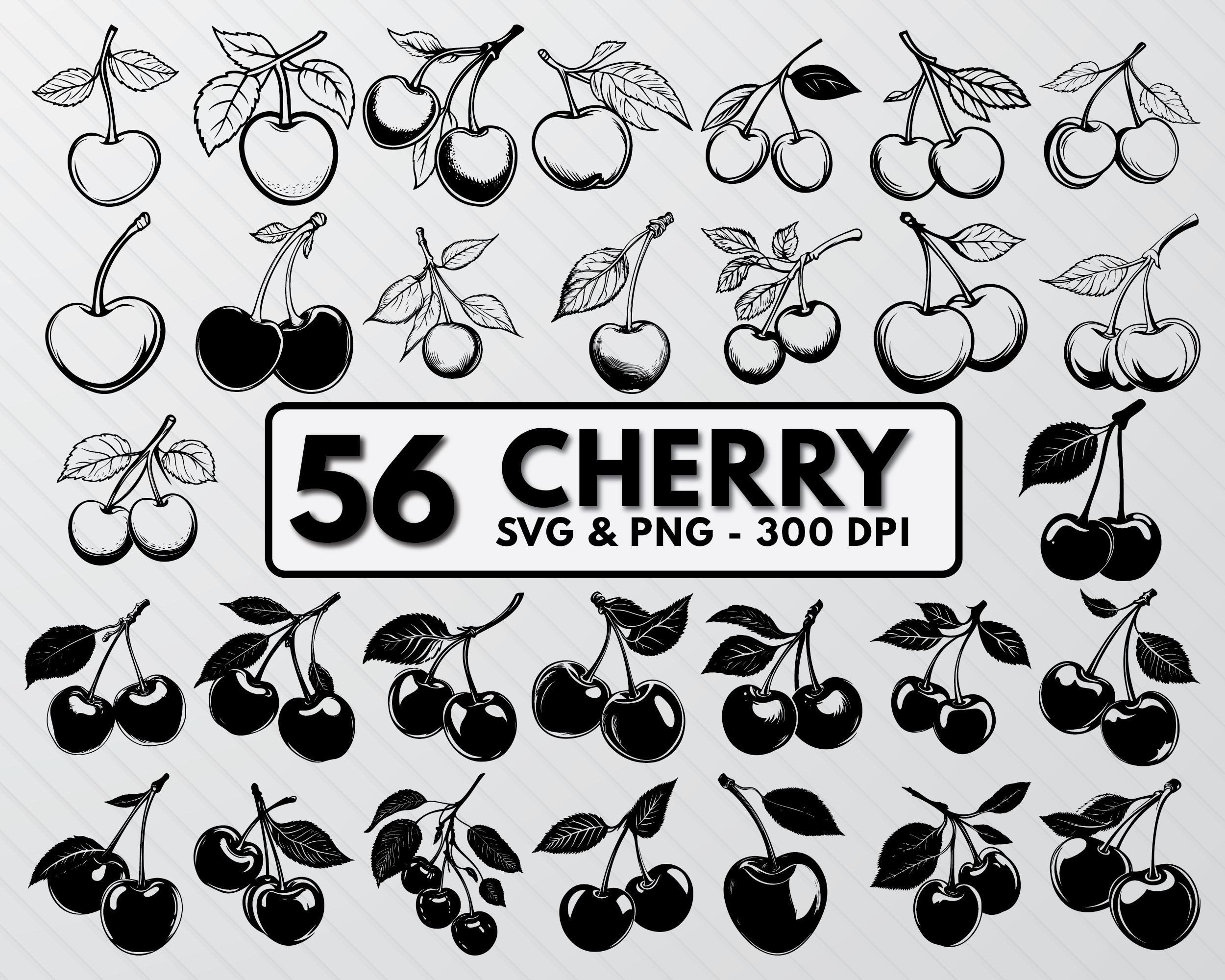 Cherry Svg Bundle, Cherry Silhouette Png, Cherry Fruits Clipart Png ...