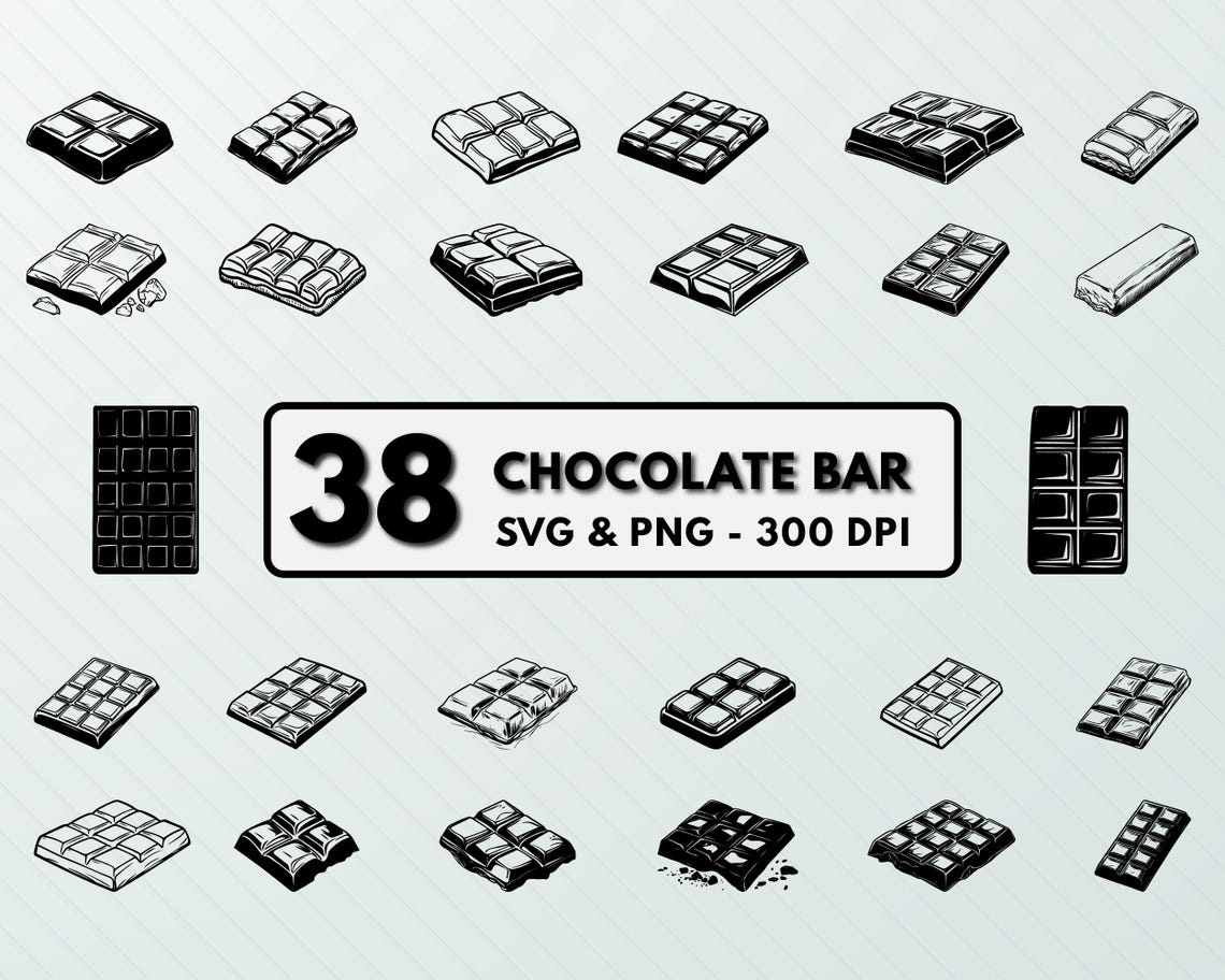 Chocolate Bar Clipart: SVG, PNG, Vector, Decal (300 DPI) - Etsy