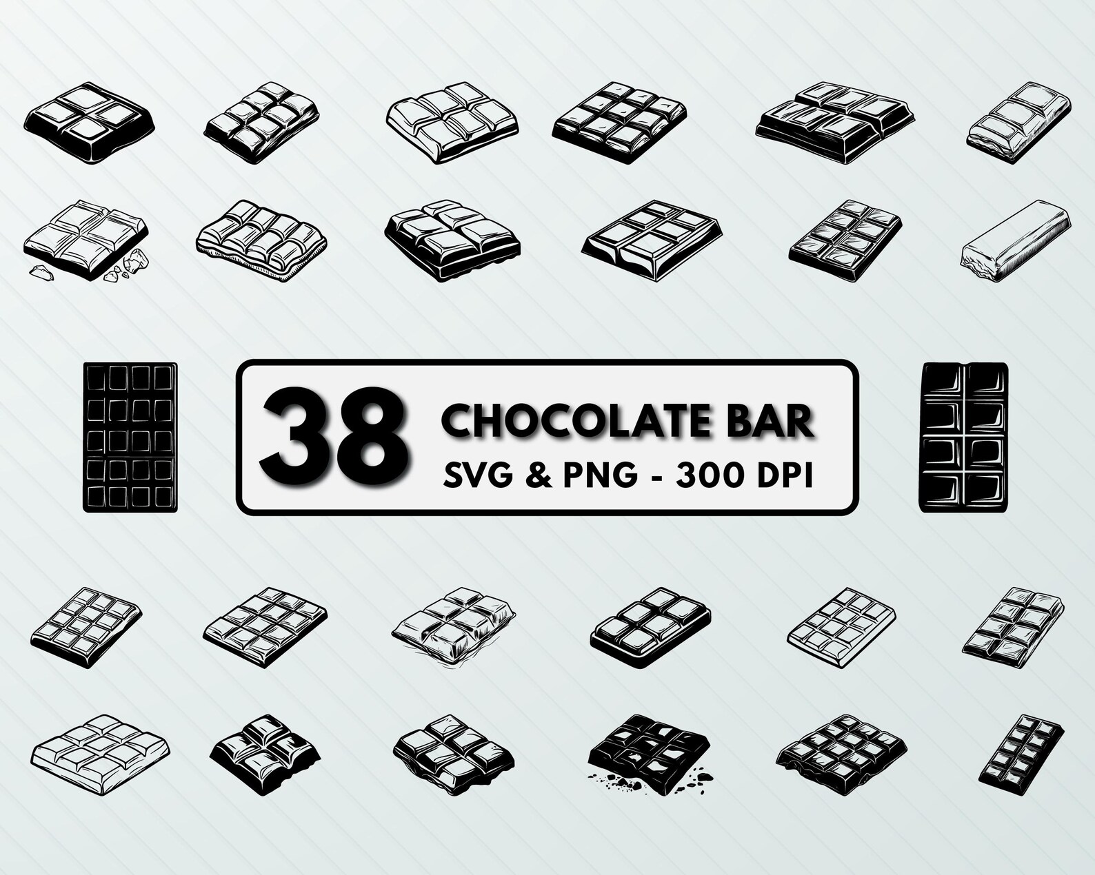 Chocolate Bar Clipart: SVG, PNG, Vector, Decal (300 DPI) - Etsy