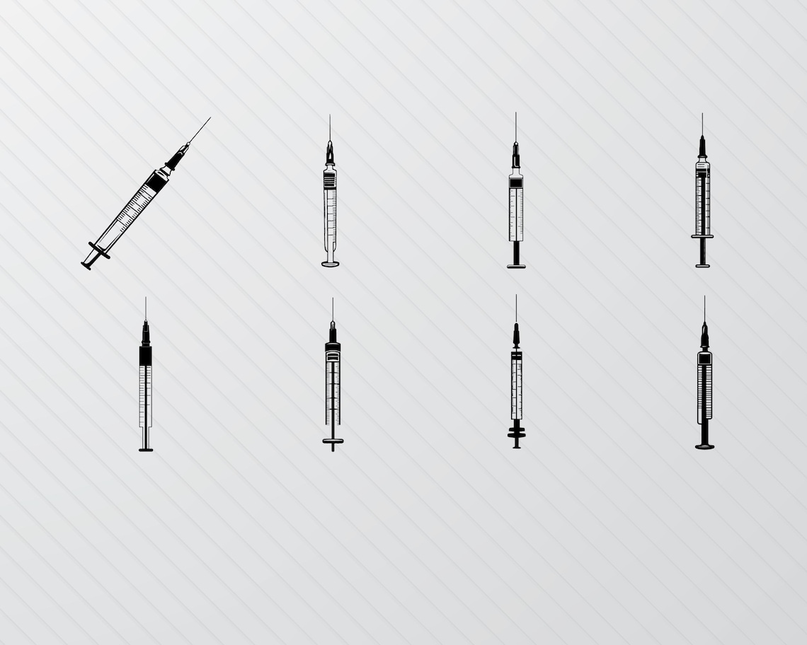 Syringe Silhouette, Syringe Svg Bundle Cut File, Syringe Clipart ...