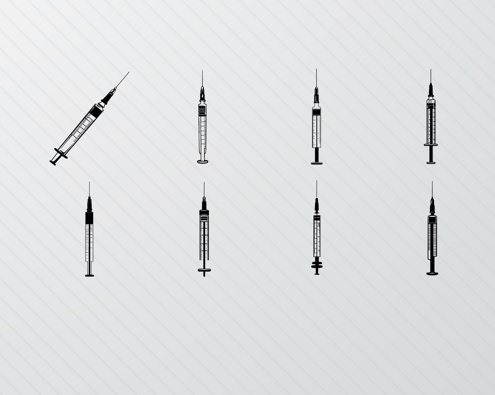 Syringe Silhouette, Syringe Svg Bundle Cut File, Syringe Clipart ...
