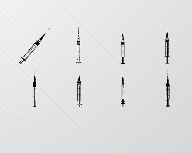 Syringe Silhouette, Syringe Svg Bundle Cut File, Syringe Clipart ...