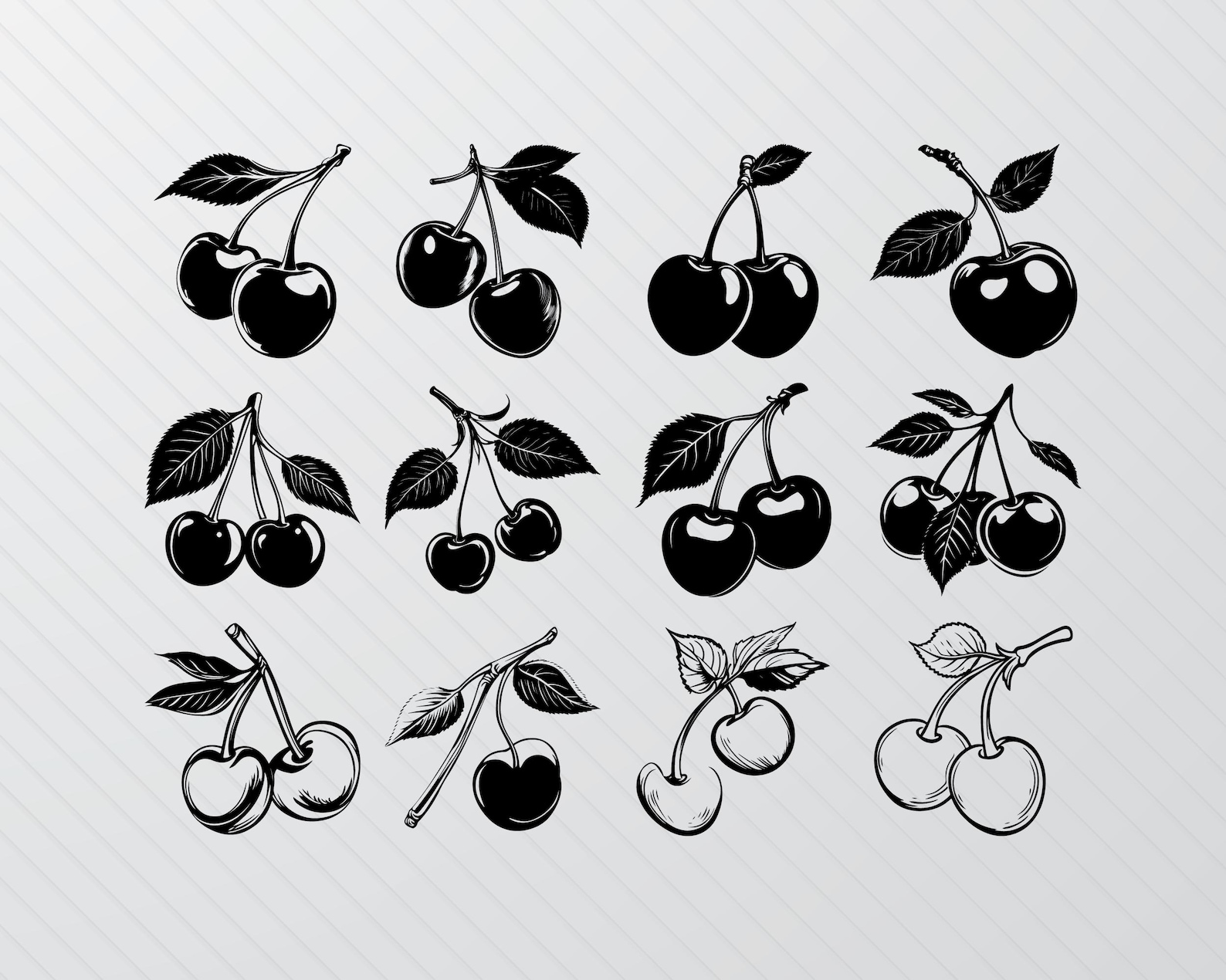 Cherry Svg Bundle, Cherry Silhouette Png, Cherry Fruits Clipart Png ...
