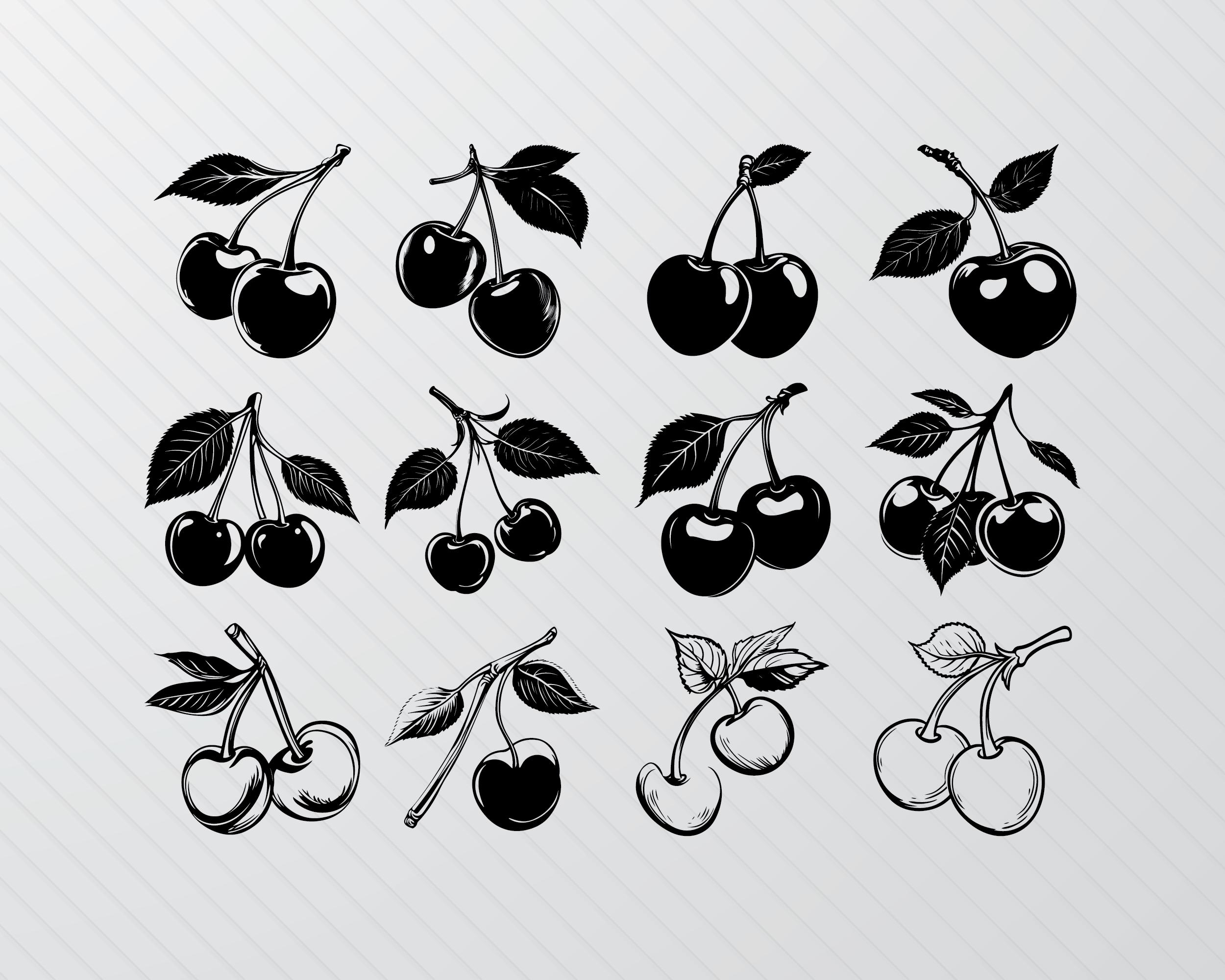 Cherry Svg Bundle, Cherry Silhouette Png, Cherry Fruits Clipart Png ...