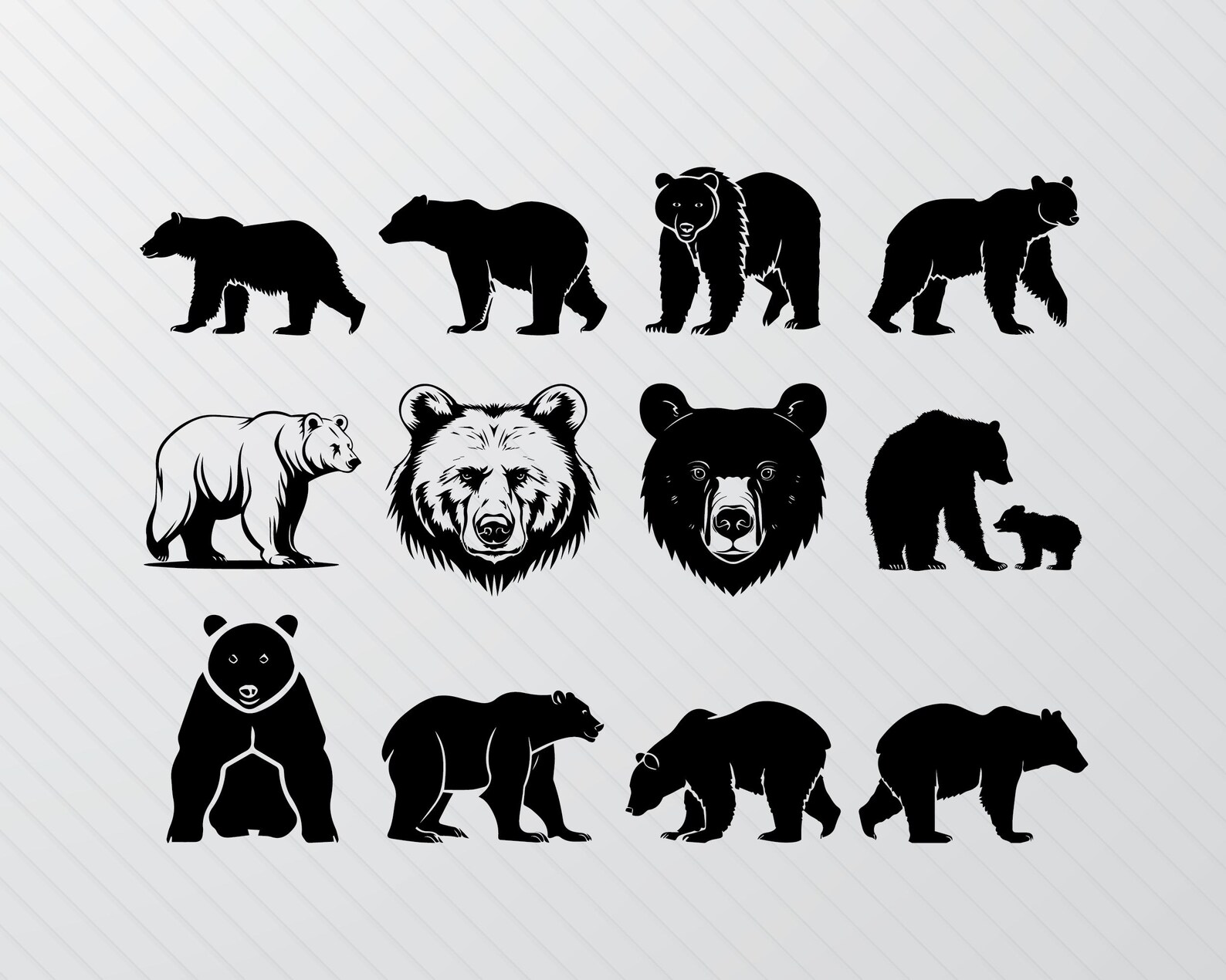 Bear Silhouette Svg, Bear Svg Cut File, Bear Clipart, Bear Png, Bear ...
