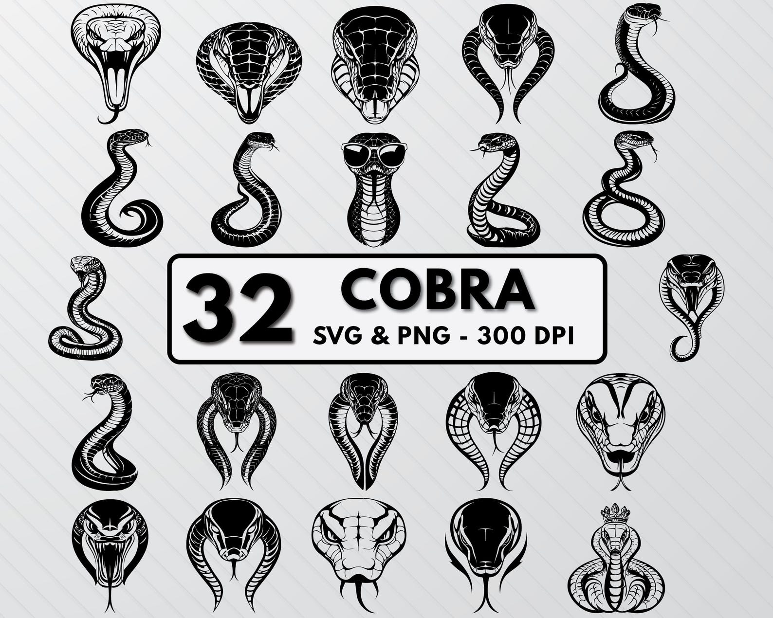 Cobra Svg Bundle, Cobra Silhouette Cut File, Dynamic Cobra Clipart ...