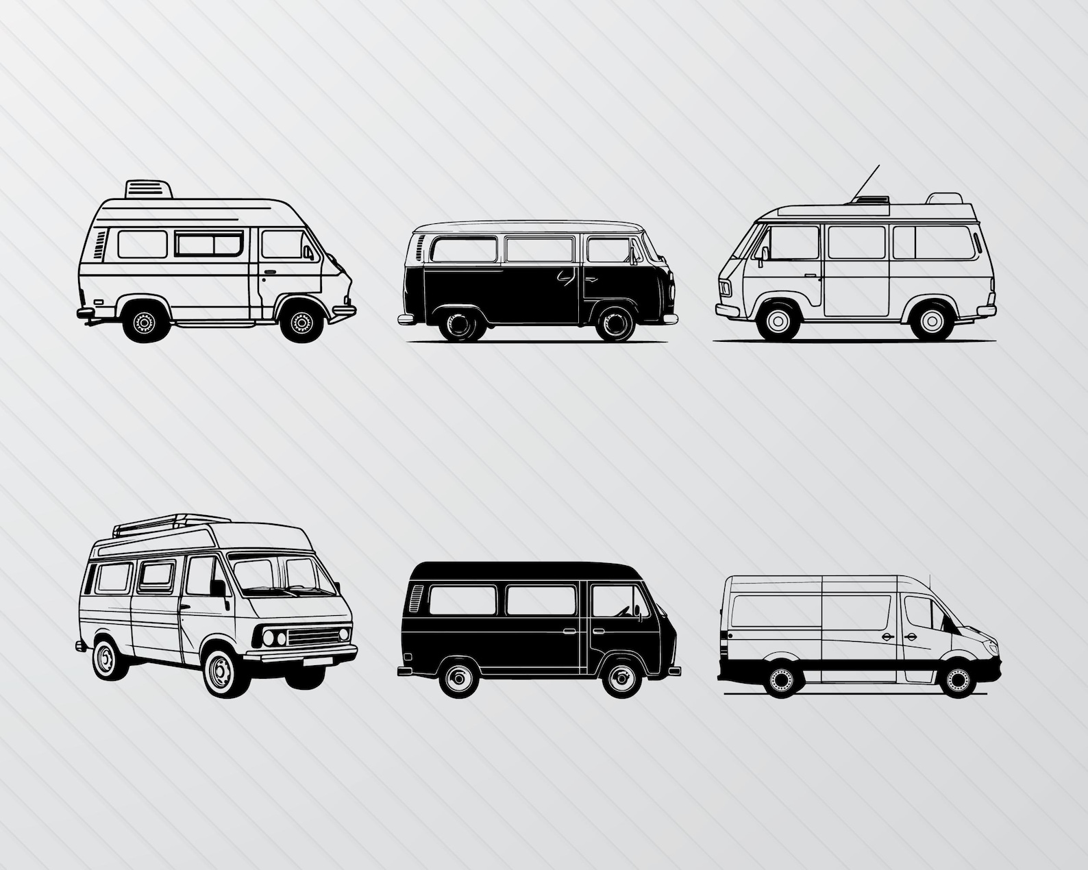 Van Silhouette Vector Art: SVG Bundle, PNG, Cricut Cut File - Etsy