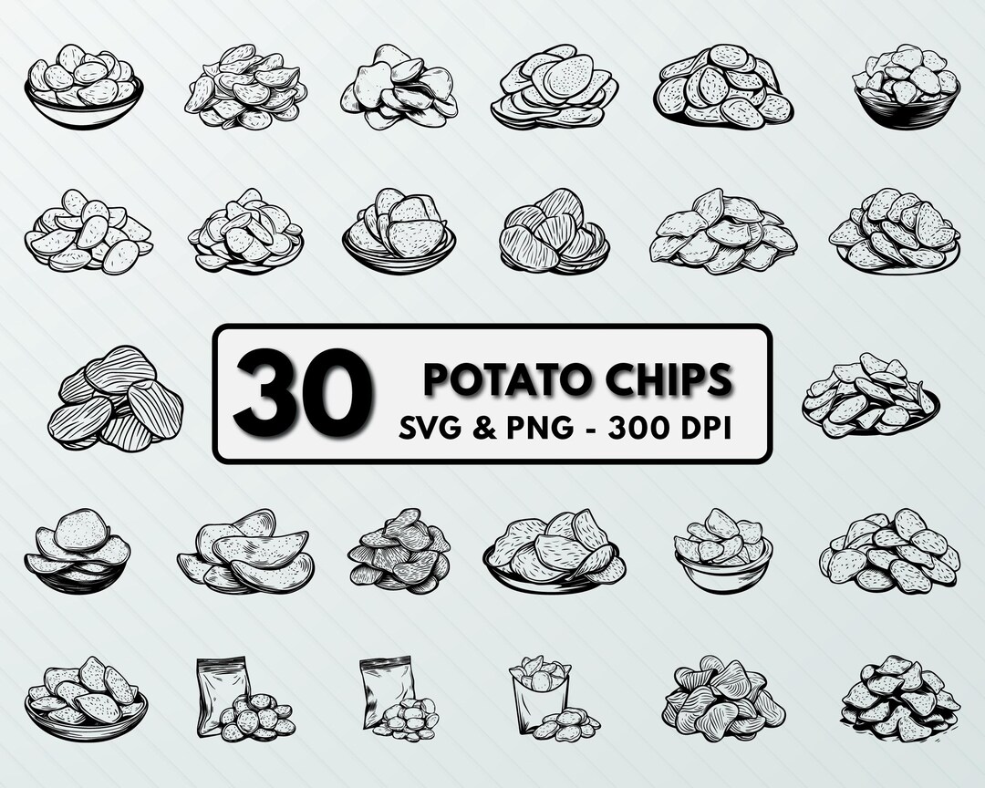 Potato Chips Svg Png Bundle, Potato Chip Clipart, Potato Chip ...