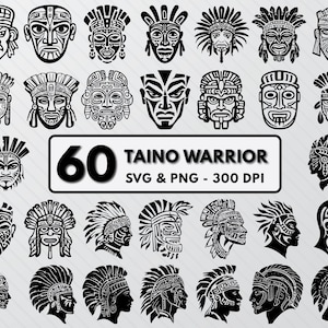Taino Warrior Silhouette SVG Bundle: Tribal Queen Clipart (PNG, Vector ...