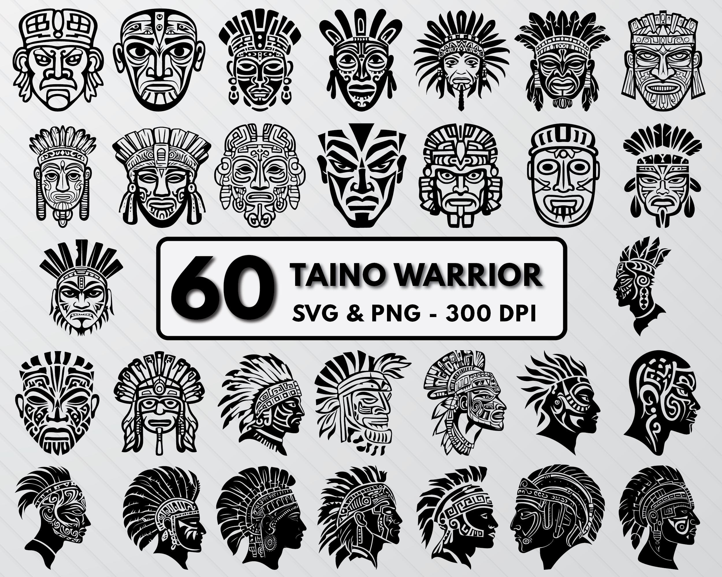 Taino Warrior Silhouette SVG Bundle: Tribal Queen Clipart (PNG, Vector ...