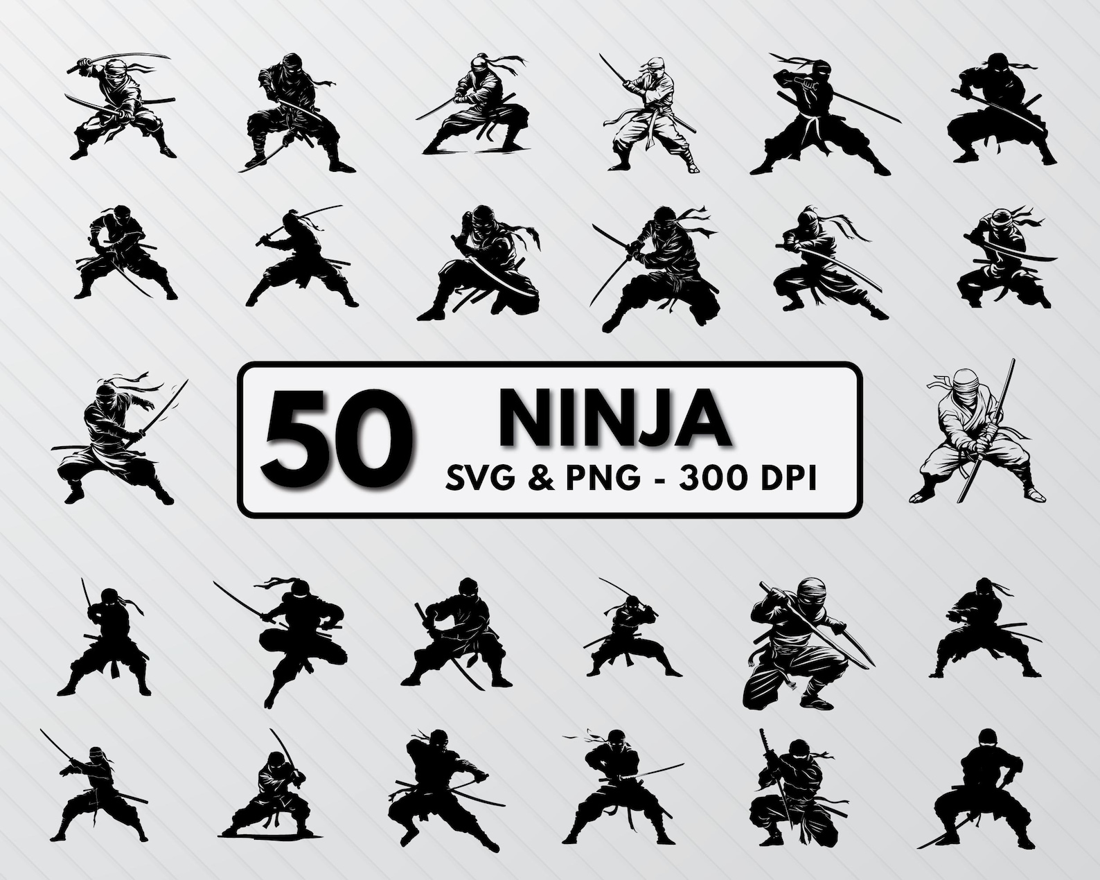Ninja Silhouette Svg, Ninja Svg Bundle Cut File, Ninja Clipart, Ninja ...