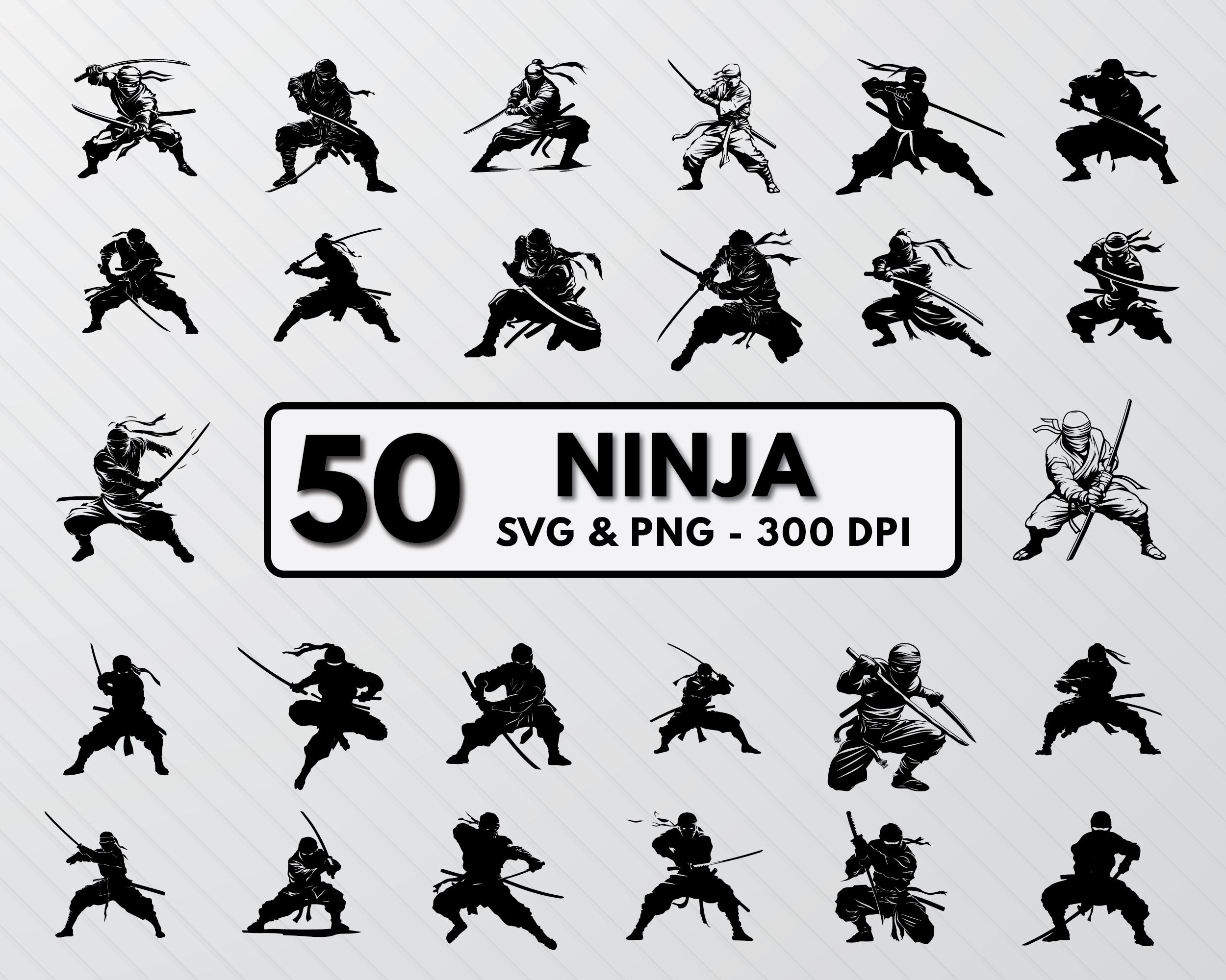 Ninja Silhouette Svg, Ninja Svg Bundle Cut File, Ninja Clipart, Ninja ...
