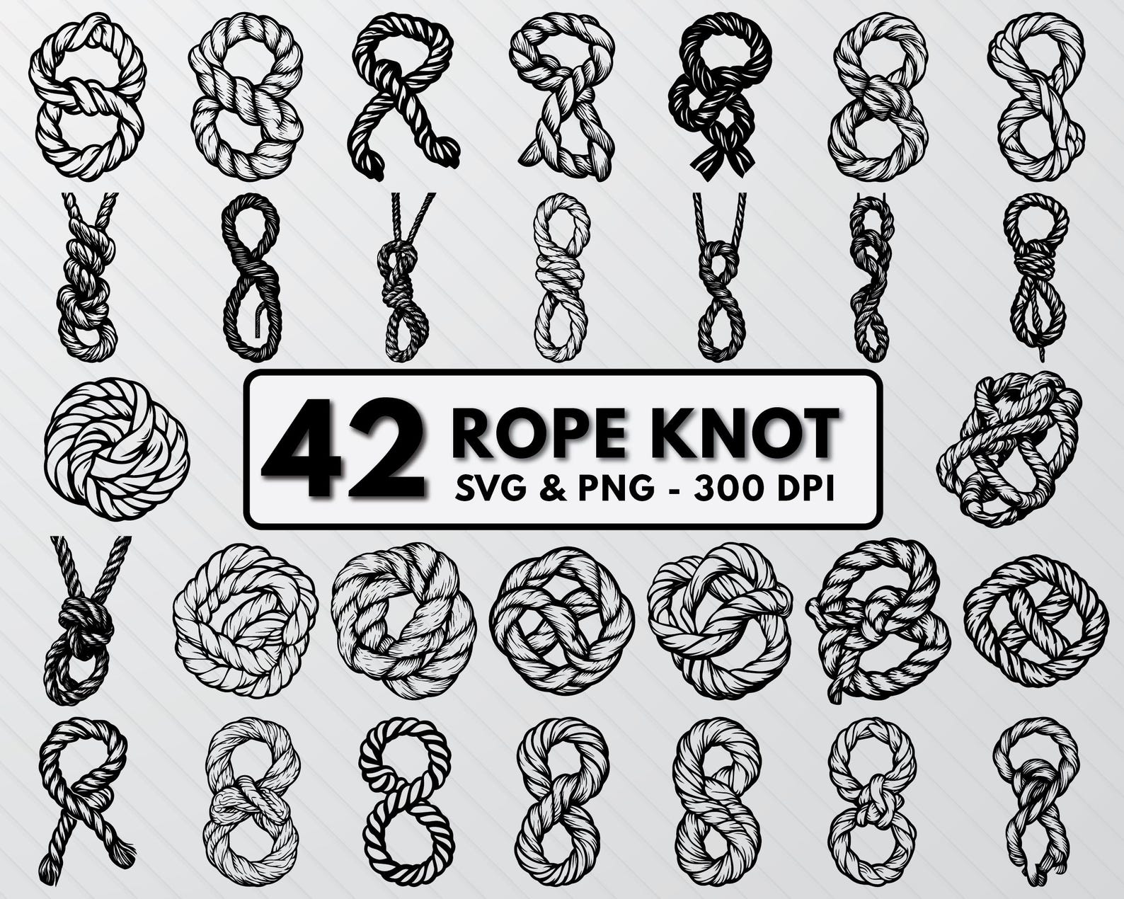 Rope Knot Silhouette Svg, Rope Knot Svg Bundle Cut Files, Rope Knot Png ...