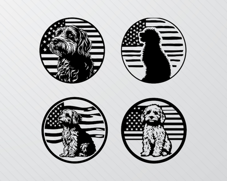 Cavapoo Dog Silhouette: SVG, PNG Clipart Bundle - Etsy