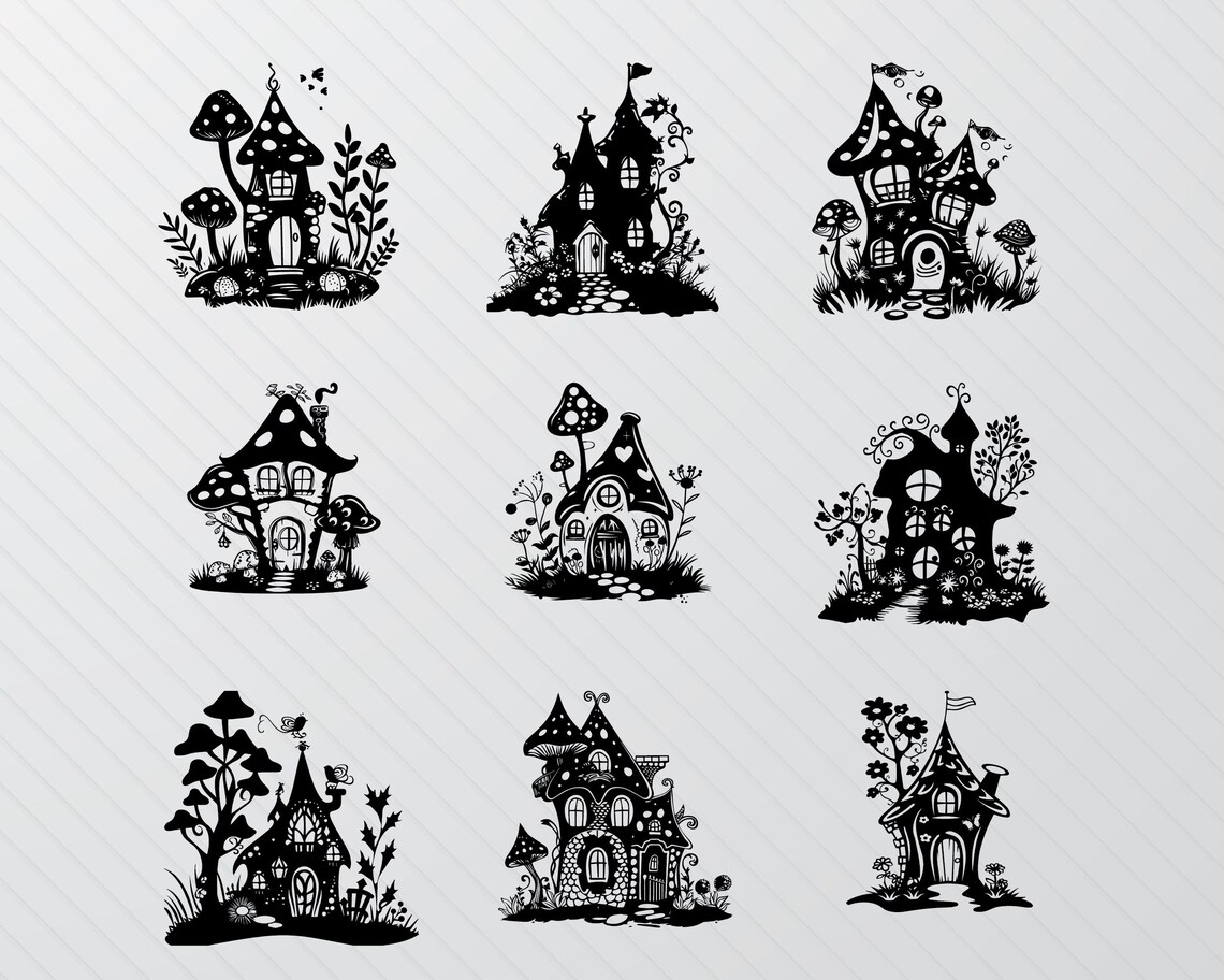 Fairy House Svg Bundle, Fairy House Silhouette, Fairy Tale House ...