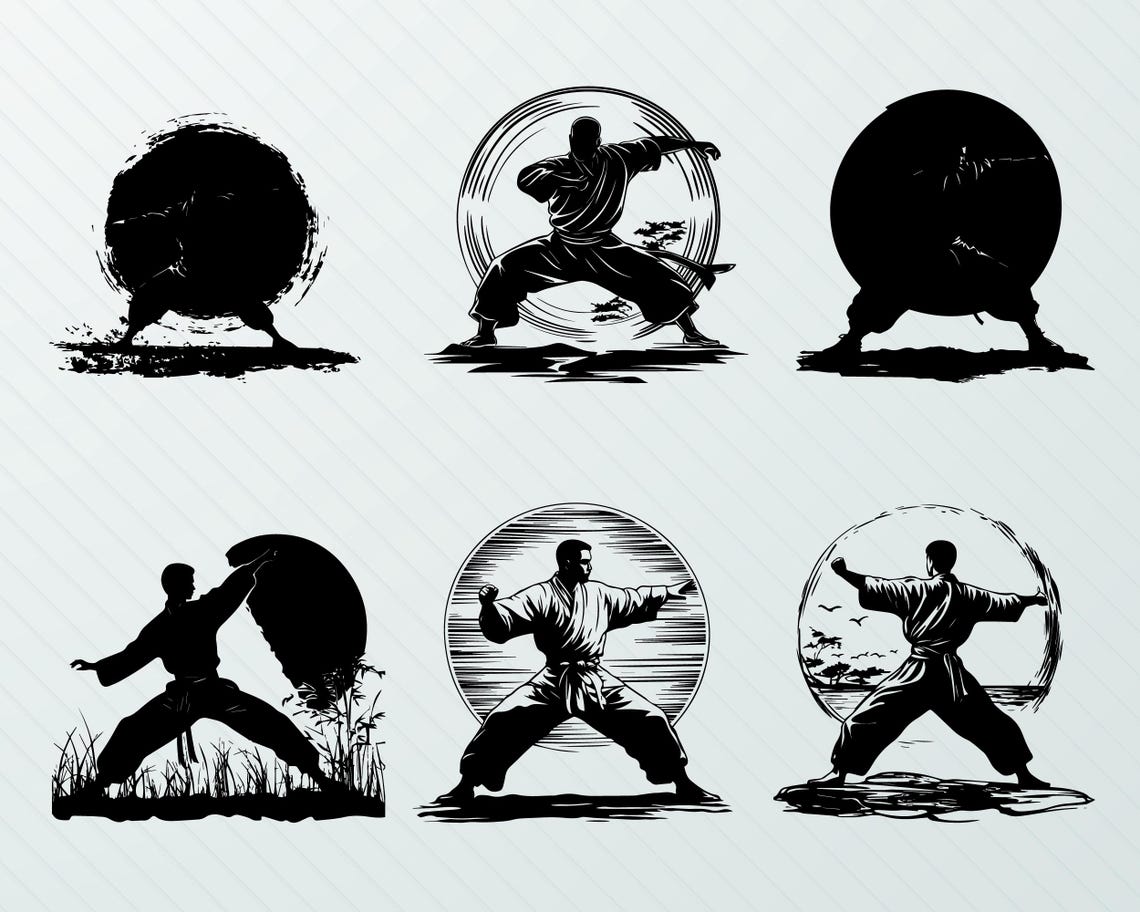 Kung Fu Silhouette: Vector Art Decal, Clipart (SVG, PNG) - Etsy