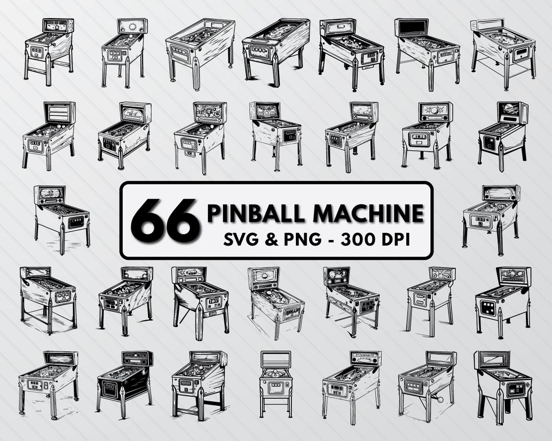 Pinball Machine SVG Bundle: Silhouette Clipart (PNG, Vector) - Etsy