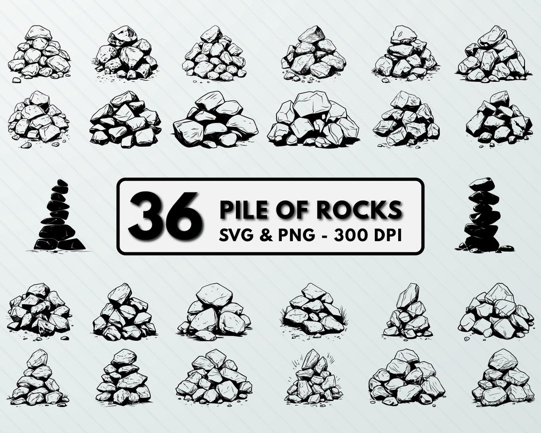 Pile of Rocks Clipart: SVG, PNG, Vector Cut File - Etsy