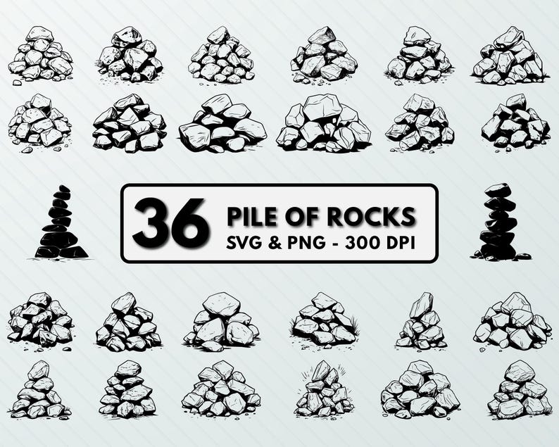 Pile of Rocks Clipart: SVG, PNG, Vector Cut File - Etsy