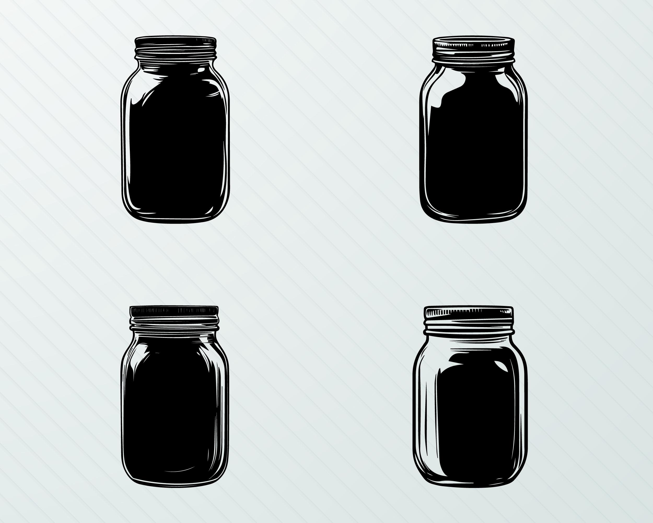 Mason Jar SVG Bundle: Glass Jar Clipart, Silhouette, Vector (digital ...