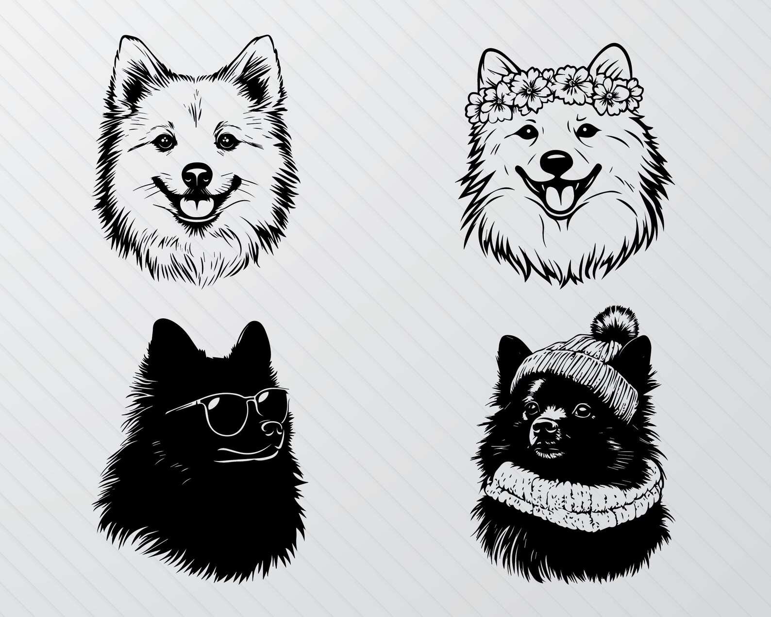 Japanese Spitz SVG Bundle: Dog Silhouette Clipart (PNG, Vector) - Etsy