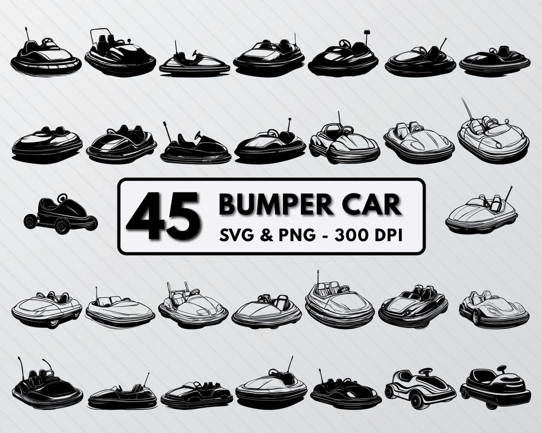 Bumper Car Svg Bundle, Bumper Car Silhouette, Old Car Clipart Png ...