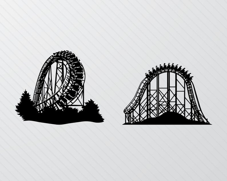 Roller Coaster Silhouette Svg Cut File, Roller Coaster Loop Png File ...