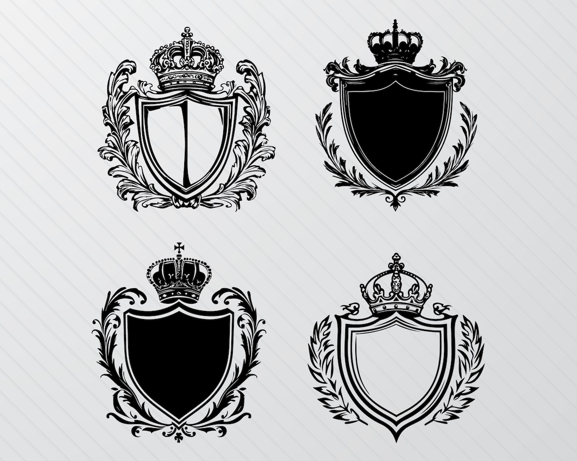 Royal Shield SVG Bundle: Black Outline Decals (PNG, SVG) - Etsy