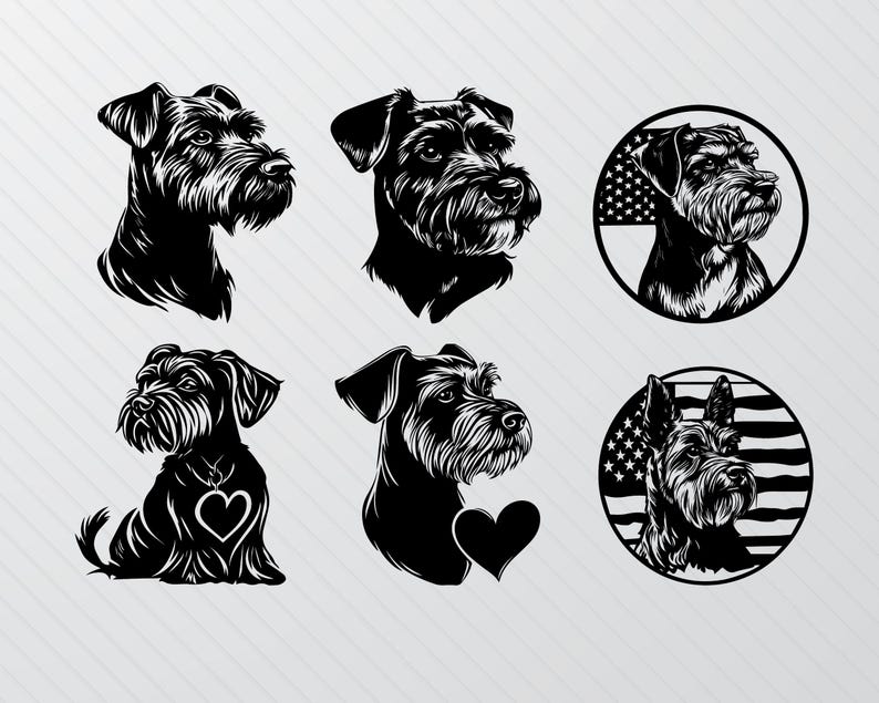Schnauzer Dog Silhouette Svg, Schnauzer Dogs Svg Bundle Cut Files ...