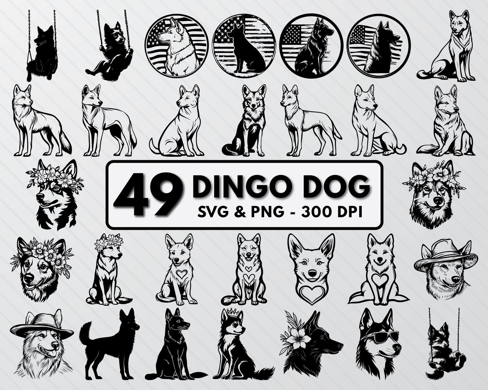 Dingo Dogs Silhouette, Dingo Dog Svg Bundle, Dog Clipart, Dingo Dog Png ...