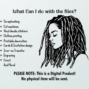 Girl Dreadlocks Silhouette: Vector Art, Clipart (SVG, PNG, Cricut Ready ...