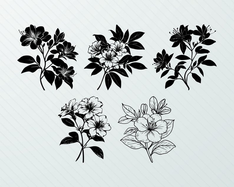 Azalea Svg Png Bundle, Azalea Silhouette, Azalea Clipart, Azalea Vector ...